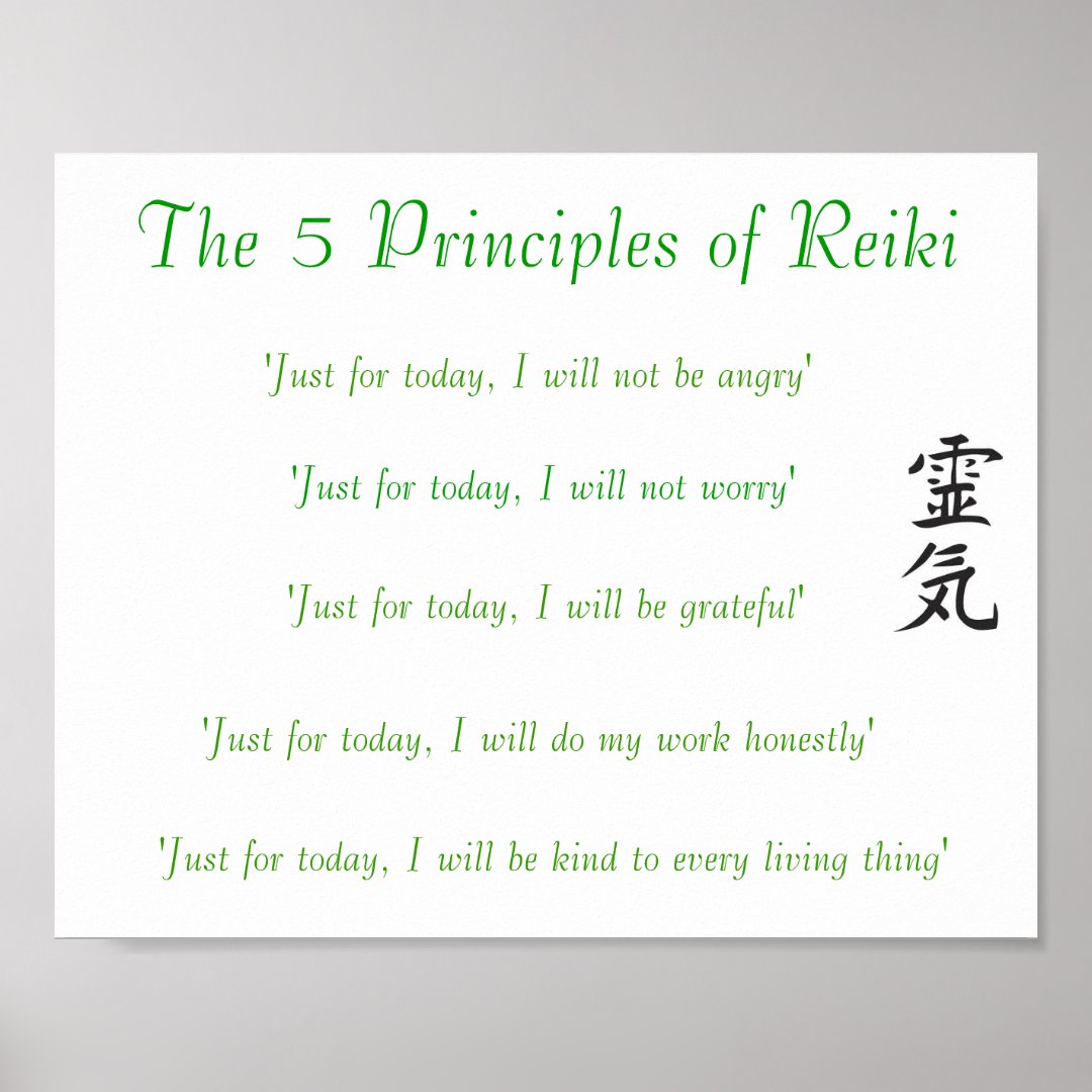 The 5 Principles of Reiki Poster | Zazzle