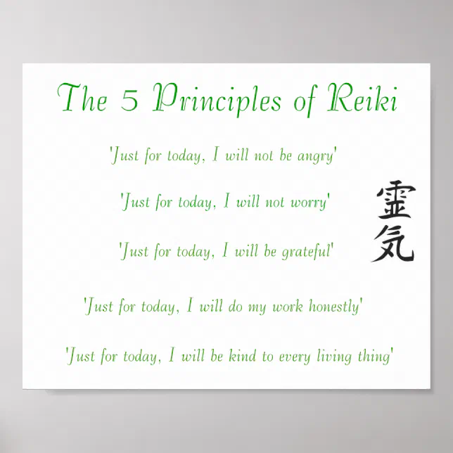 The 5 Principles of Reiki Poster | Zazzle