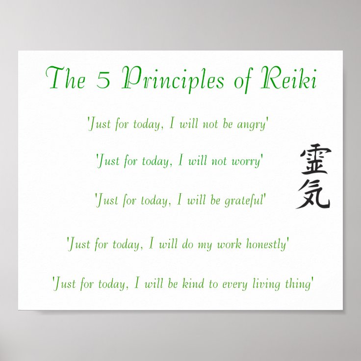 The 5 Principles of Reiki Poster | Zazzle