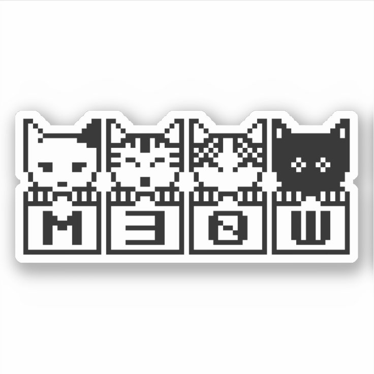 THE 8-BIT CATS M30W STICKER | Zazzle