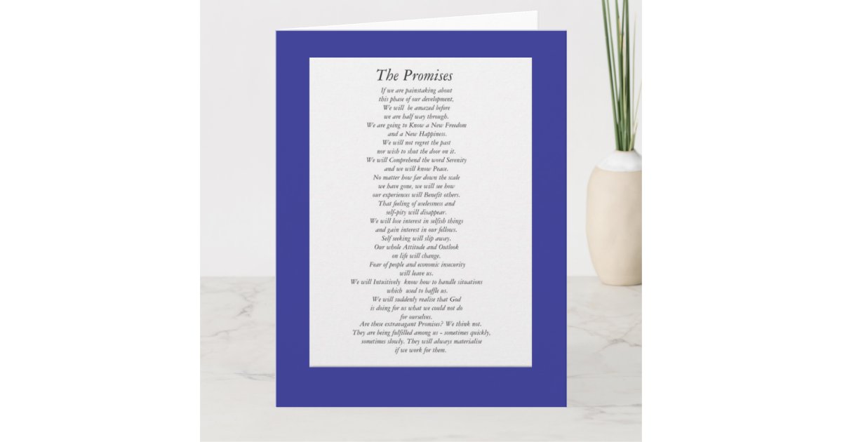 The AA Promises (paper sheet.) Card | Zazzle