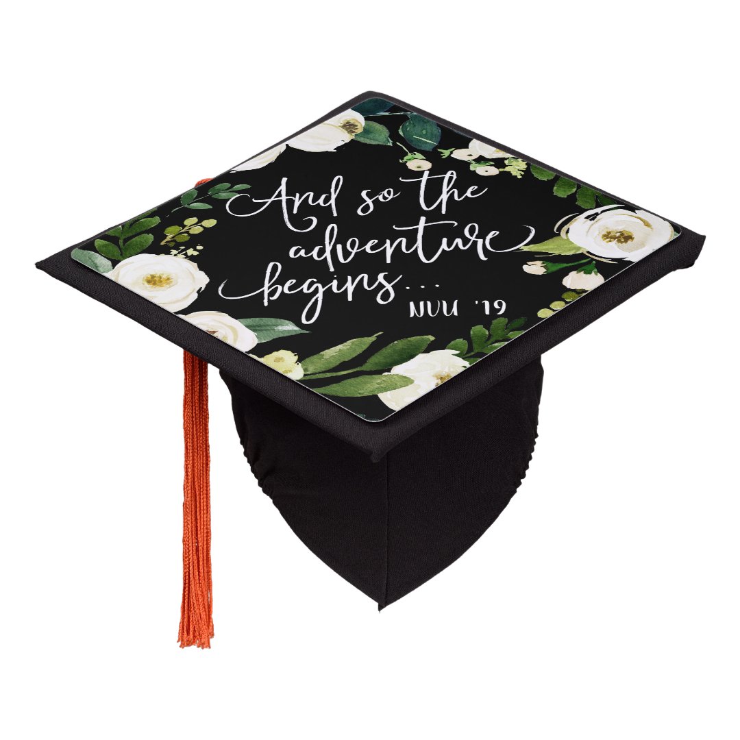 The Adventure Begins | Custom Class Year Graduation Cap Topper | Zazzle