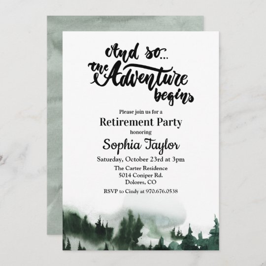 The Adventure Begins Retirement Invitation | Zazzle.com