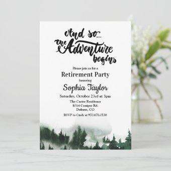 The Adventure Begins Retirement Invitation | Zazzle