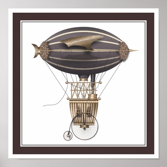 The Airship Penny Farthing Fantasy Flying Machine Poster | Zazzle.com
