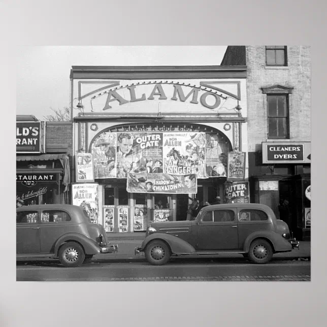 The Alamo Movie Theater, 1937. Vintage Photo Poster | Zazzle