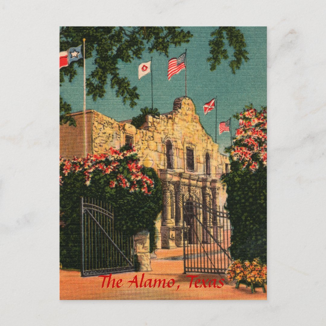 The Alamo Vintage Texas Postcard | Zazzle