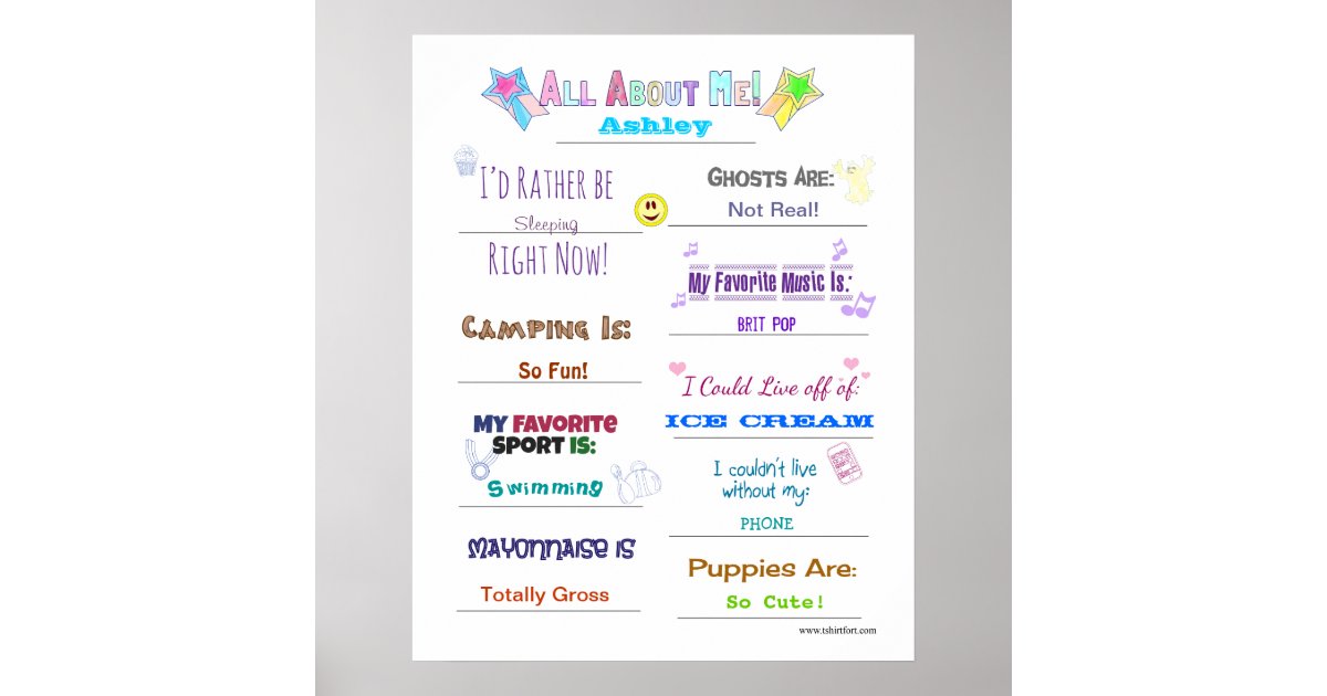 The All About Me Quiz Poster | Zazzle