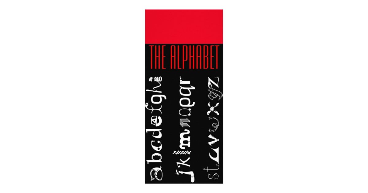 The Alphabet, ABC Language Rack Card, Red Black Rack Card | Zazzle