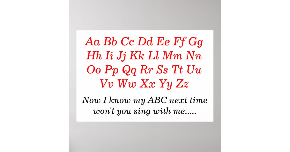 The Alphabet Song Poster | Zazzle