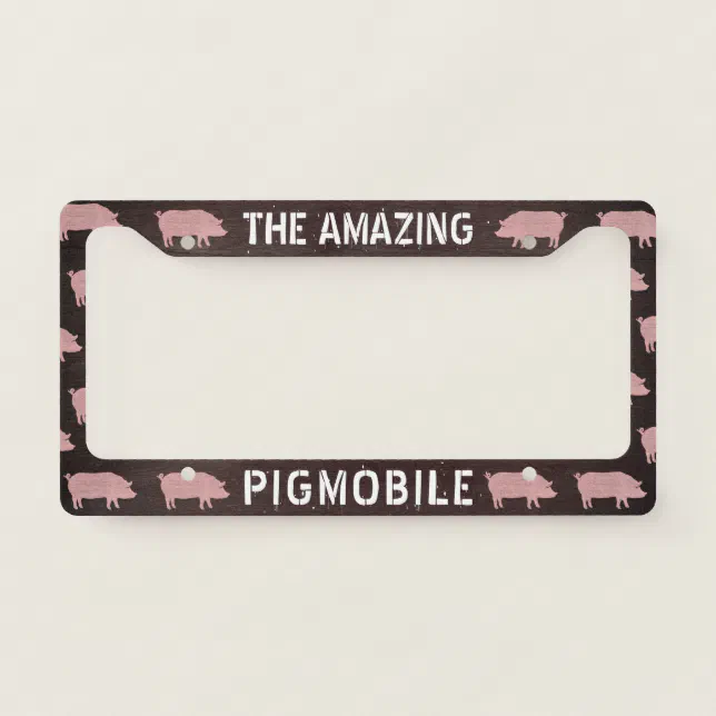 The Amazing Pigmobile Pink Pig Silhouettes Custom License Plate Frame ...
