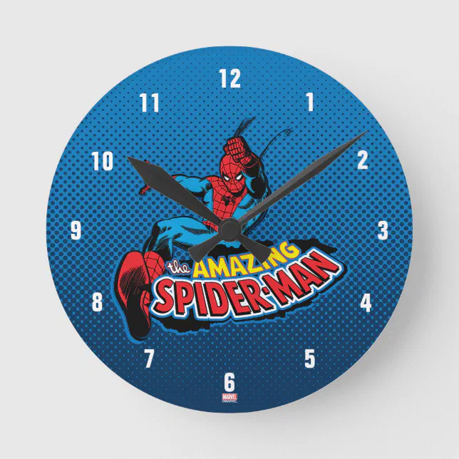 The Amazing Spider-Man Logo Round Clock | Zazzle