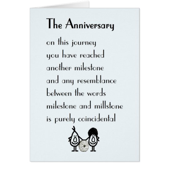 The Anniversary A Funny Wedding Anniversary Poem Card Zazzle