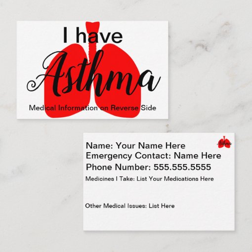 The Asthma Medical ID Wallet Card | Zazzle