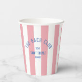 The Bach Club Blue Crest Pink Cabana Stripe Paper Cups | Zazzle