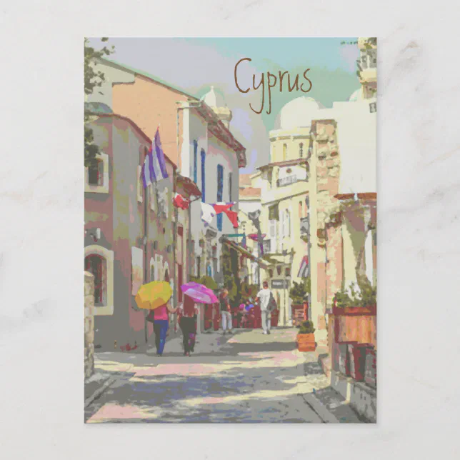 The Back Streets of Cyprus Travel Poster Style Postcard | Zazzle