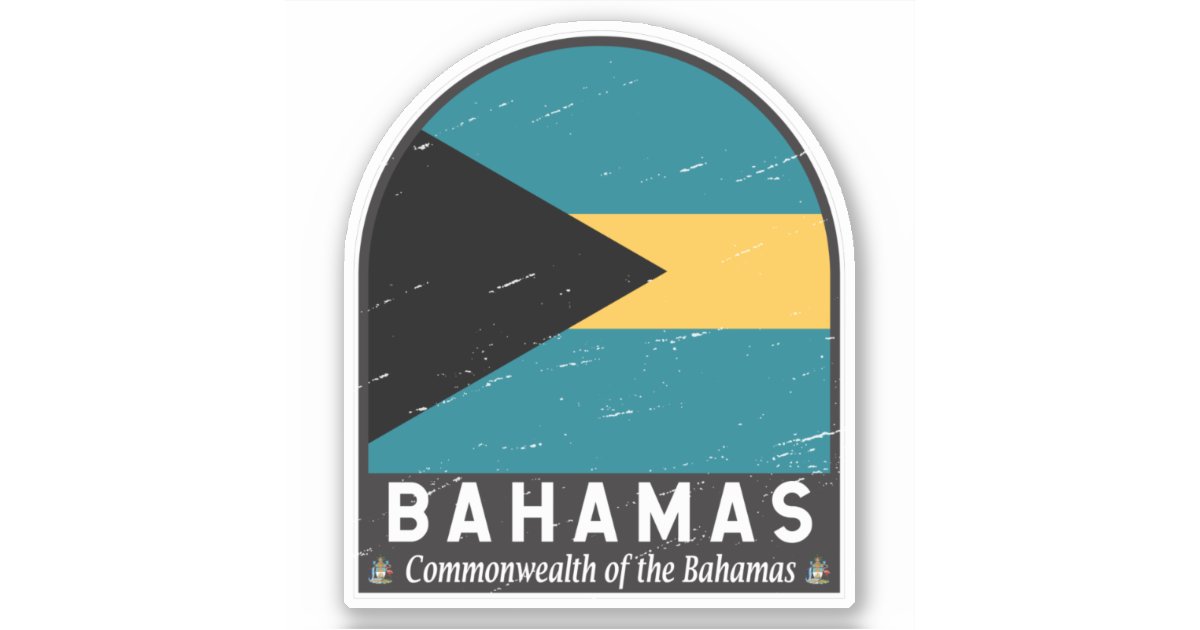 The Bahamas Flag Emblem Distressed Vintage Sticker | Zazzle