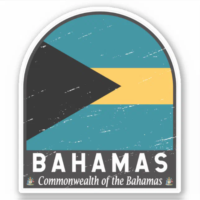 The Bahamas Flag Emblem Distressed Vintage Sticker | Zazzle