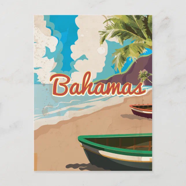 The Bahamas vintage travel print Postcard | Zazzle