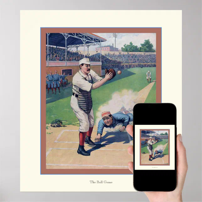 The Ball Game ~ Vintage Baseball Poster | Zazzle