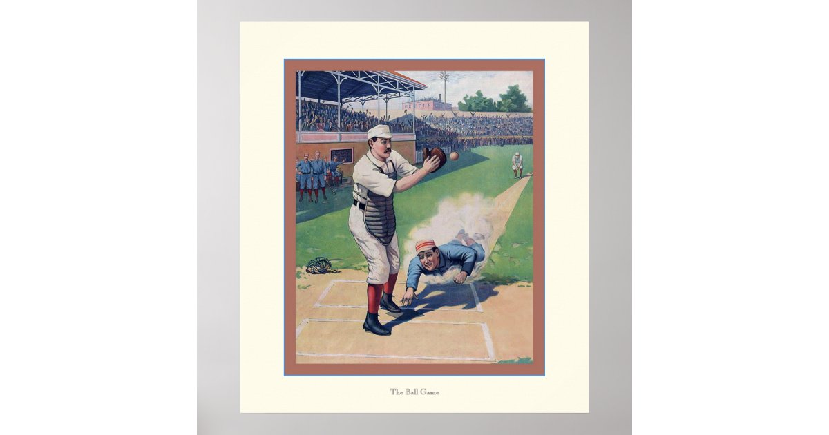 The Ball Game ~ Vintage Baseball Poster | Zazzle