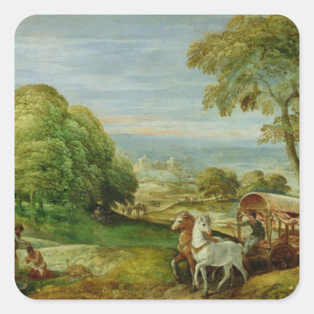 The Baptism of the Ethiopian Eunuch Square Sticker | Zazzle
