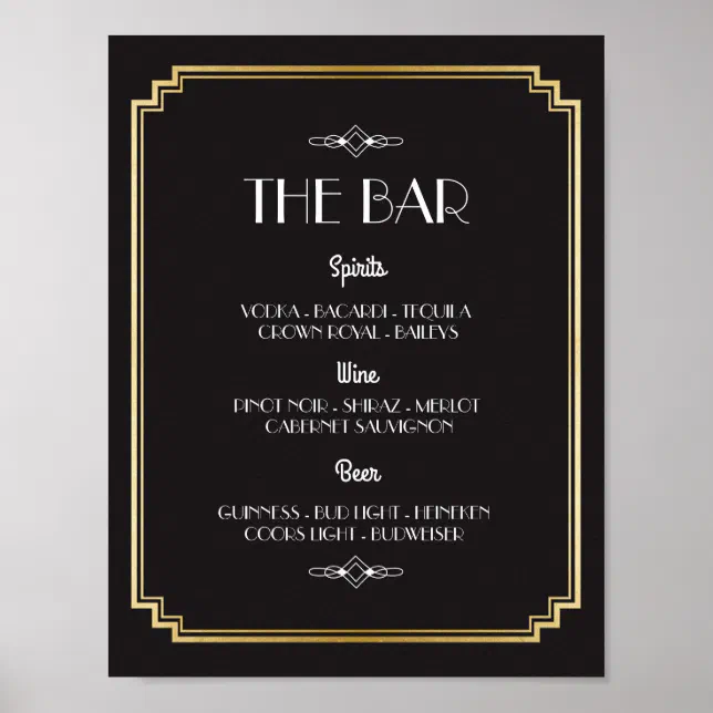 The Bar 1920's Art Deco Sign Wedding Reception | Zazzle