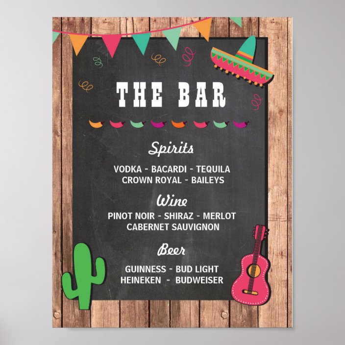 The Bar Fiesta Party Event Sign Engagement Shower | Zazzle.com