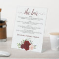 The Bar - Red & Pink Roses Drinks Menu Wedding Pedestal Sign | Zazzle