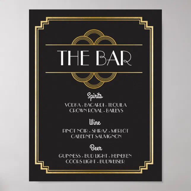 The Bar Twenties Art Deco Sign Wedding Reception | Zazzle
