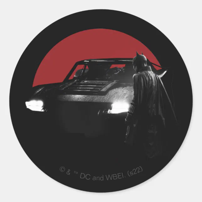 The Batman & Batmobile Graphic Classic Round Sticker | Zazzle