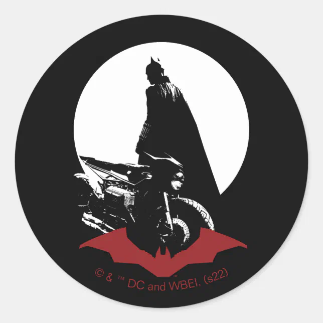 The Batman Motorcycle Silhouette Classic Round Sticker | Zazzle