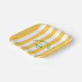 The Beach Club Crest Yellow Cabana Stripe Paper Plates | Zazzle