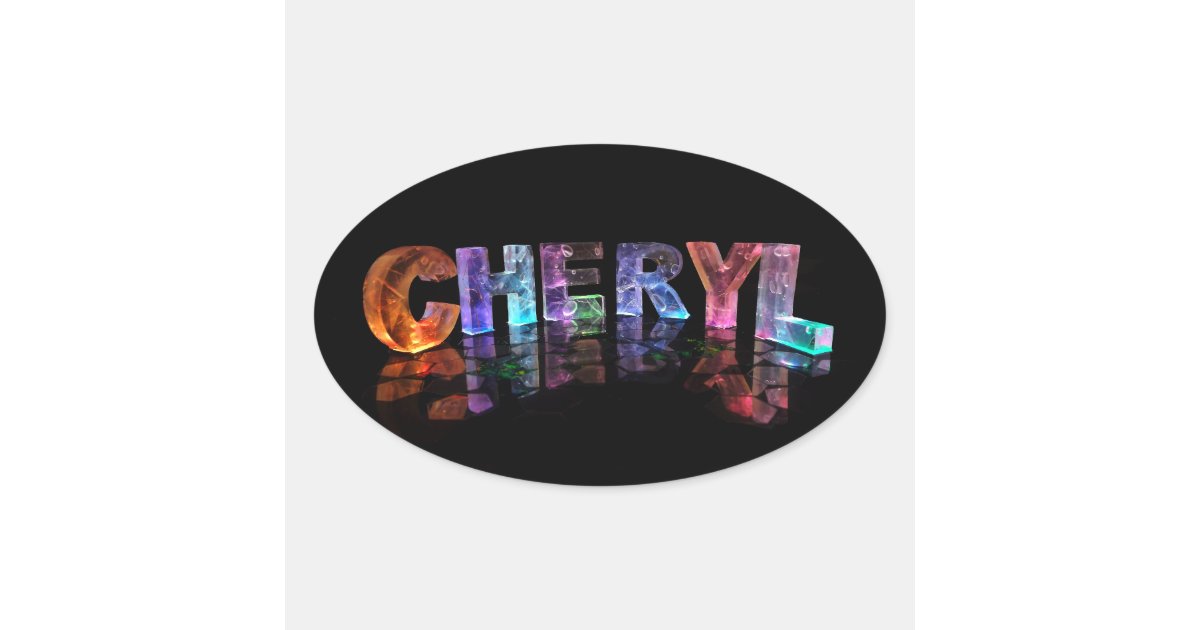 The Beautiful Name Cheryl in 3D Lights Oval Sticker | Zazzle