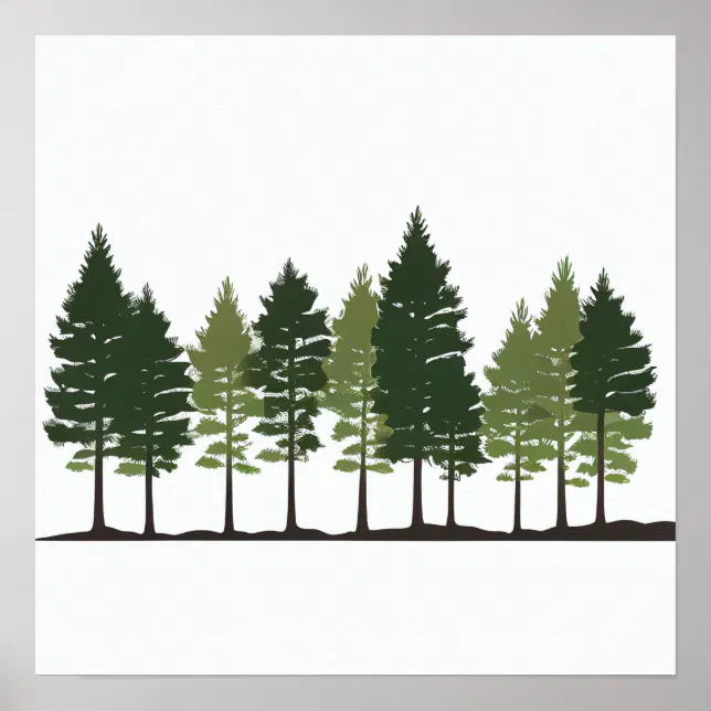 The Beauty of Minimalist Pine Tree Art Poster | Zazzle