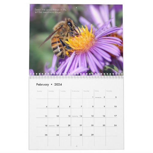 The Bee Calendar 2021 Honey and Bumble Bees | Zazzle