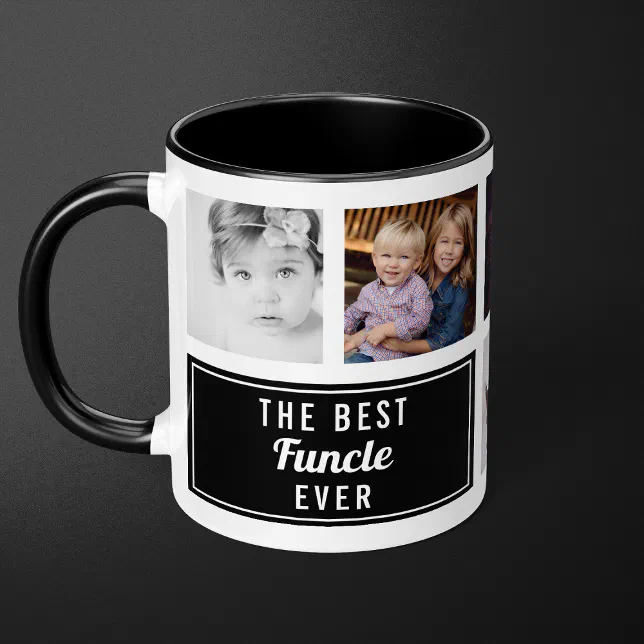 The Best Funcle Ever Black Collage Photo Uncle Mug | Zazzle