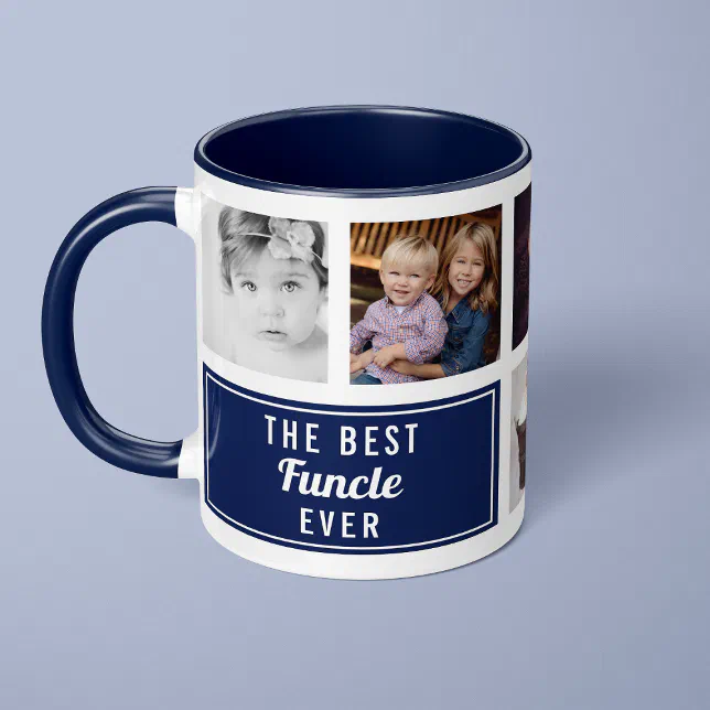 The Best Funcle Ever Navy Blue Photo Uncle Mug | Zazzle