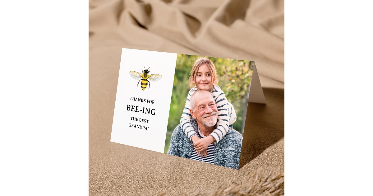 The Best Grandpa | Cute Bee and Photo Father's Day Holiday Card | Zazzle