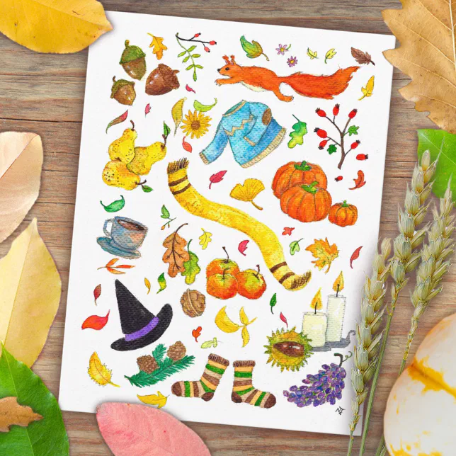 The best things about Fall postcard by N. Janes | Zazzle