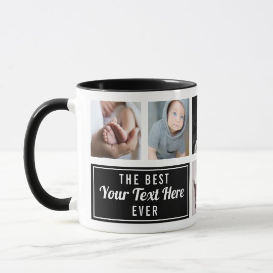 The Best Your Text Here Ever Black Collage Photo Mug | Zazzle.com