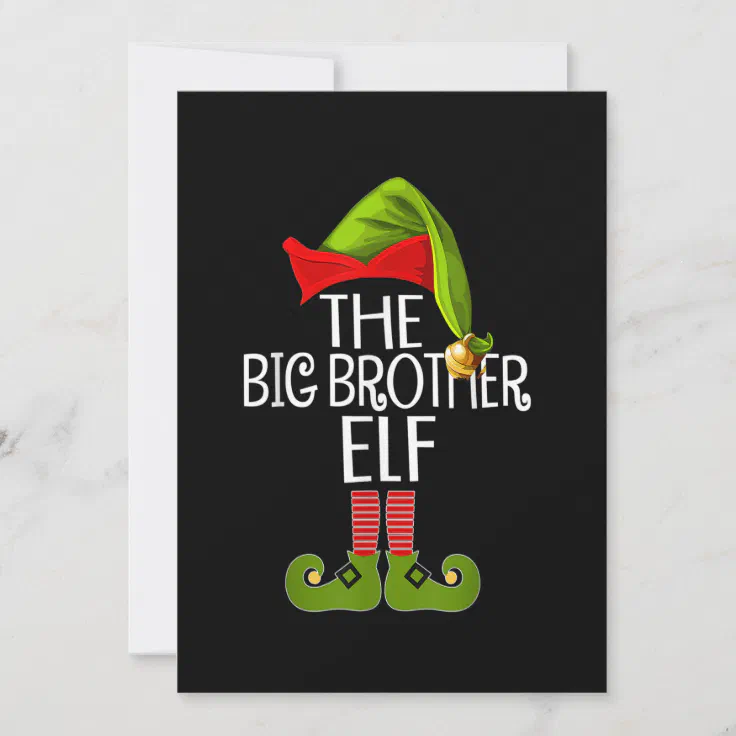 The Big Brother Elf Family Matching Group Funny Ch Invitation | Zazzle