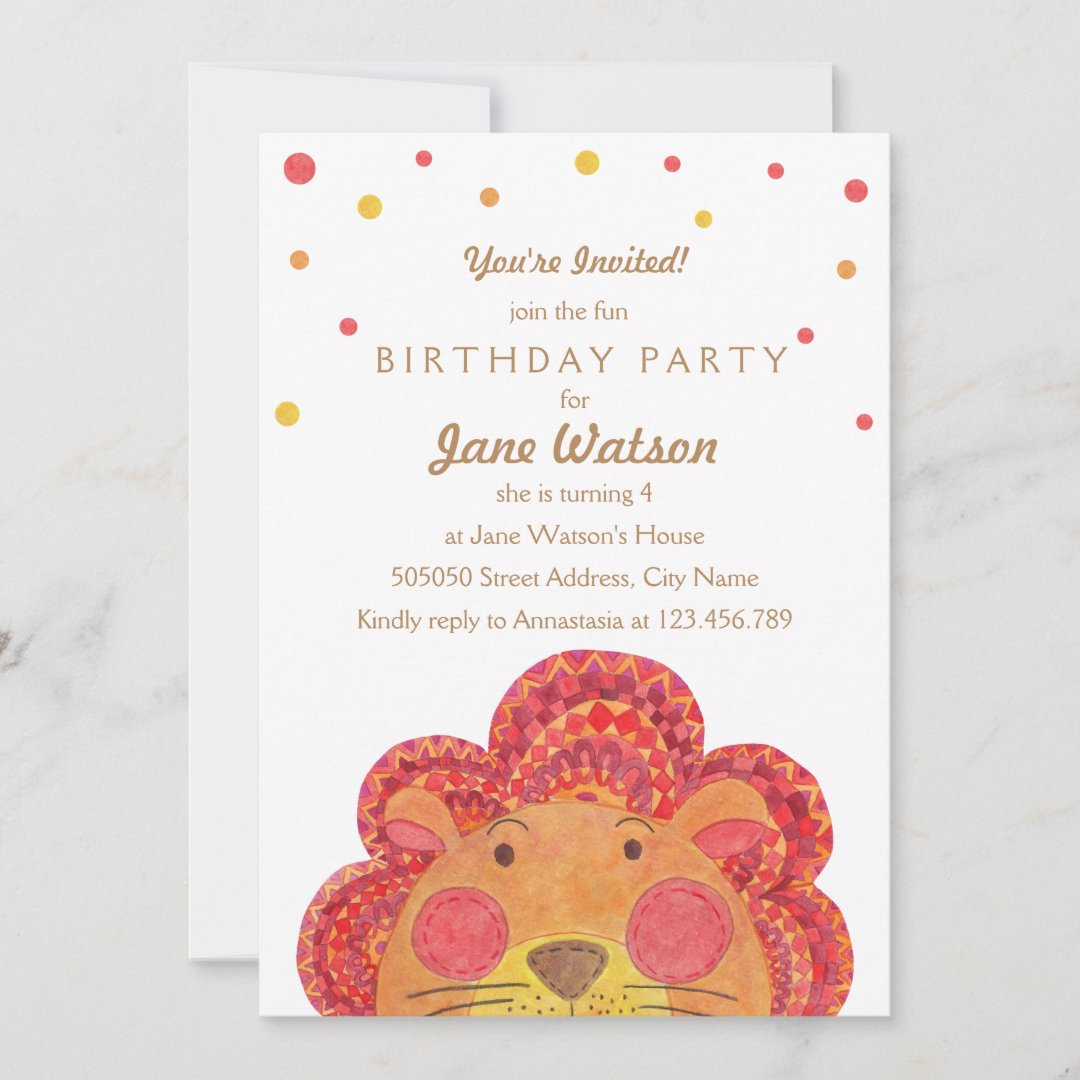 The Big Cat Kids Birthday Party Invitation | Zazzle