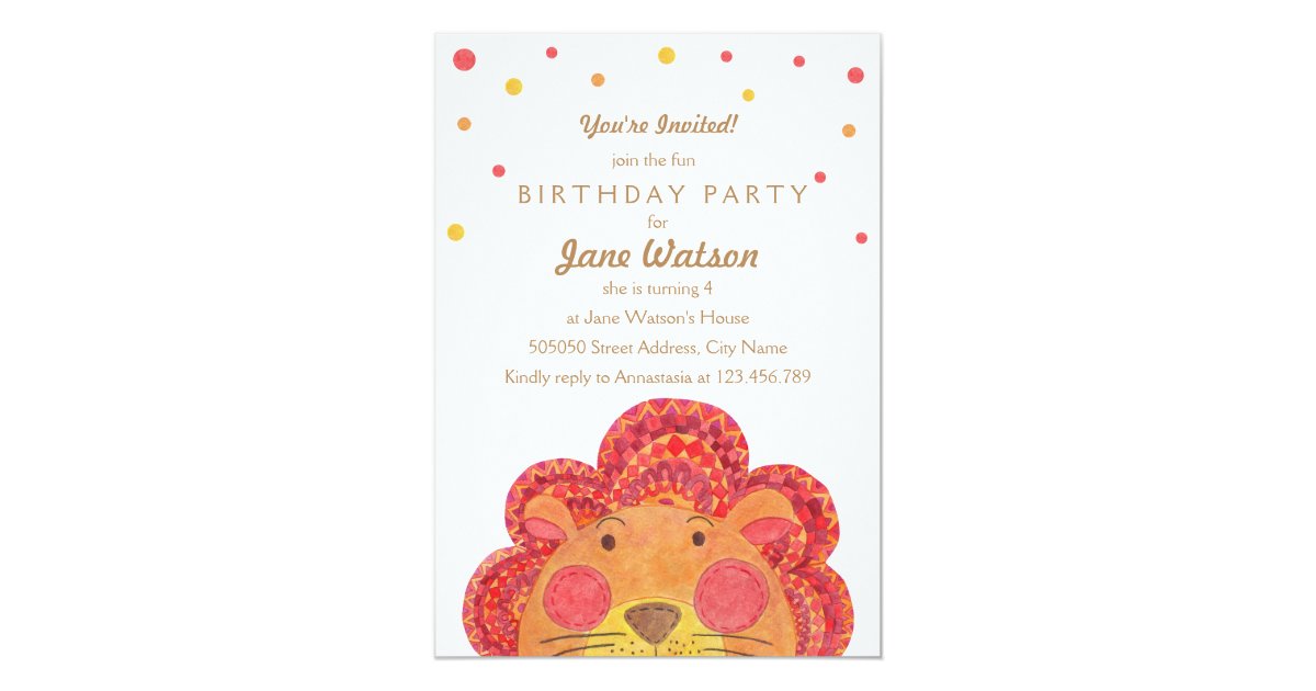 The Big Cat Kids Birthday Party Invitation | Zazzle.com