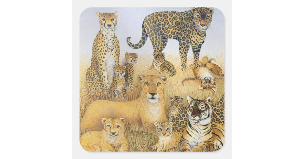 The Big Cats Square Sticker | Zazzle