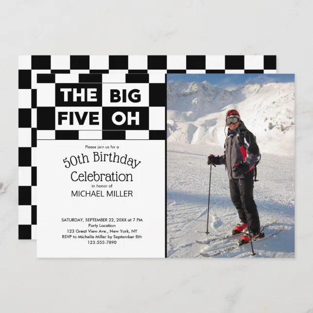The Big Five Oh 50th Birthday Photo Invitation | Zazzle