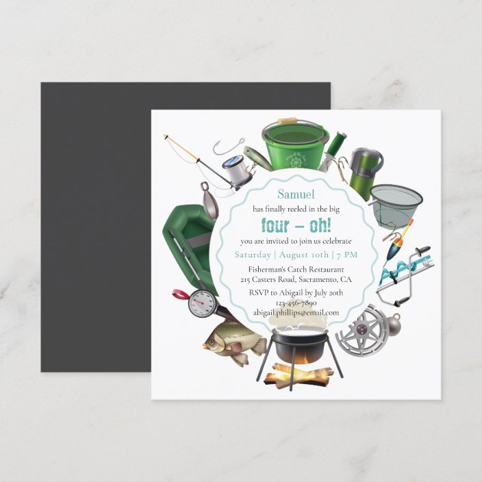 The Big Four-Oh Fishing | 40th Birthday Invitation | Zazzle.com