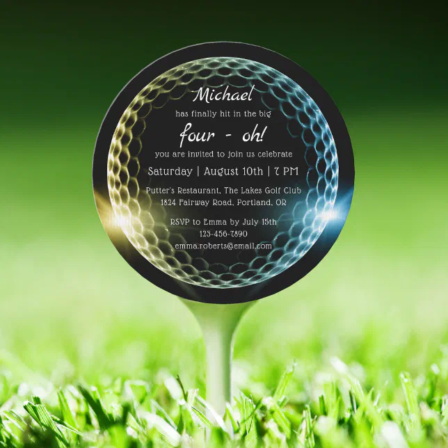The Big Four-Oh Golf | 40th Birthday Invitation | Zazzle