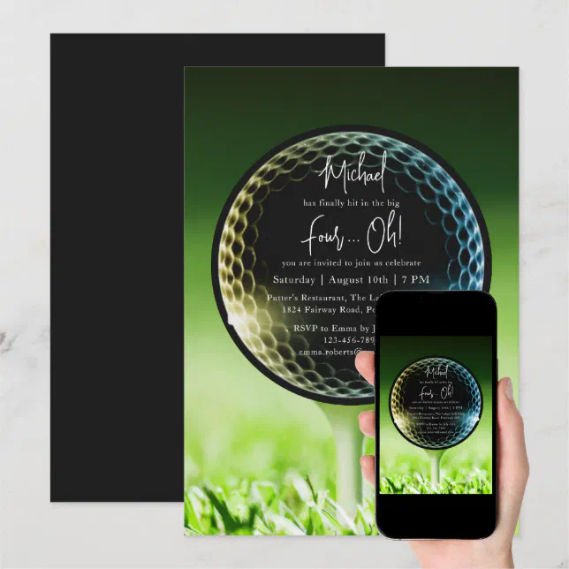 The Big Four-Oh Golf 40th Birthday Party Invitation | Zazzle