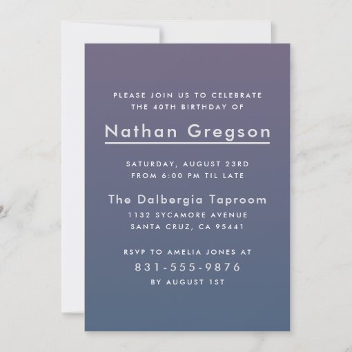 The Big Four-Oh Minimalist Modern Birthday Party Invitation | Zazzle